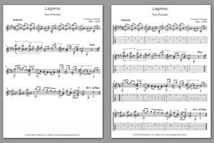 Francisco Tarrega - Lagrima - Free Sheet Music and TABs PDF