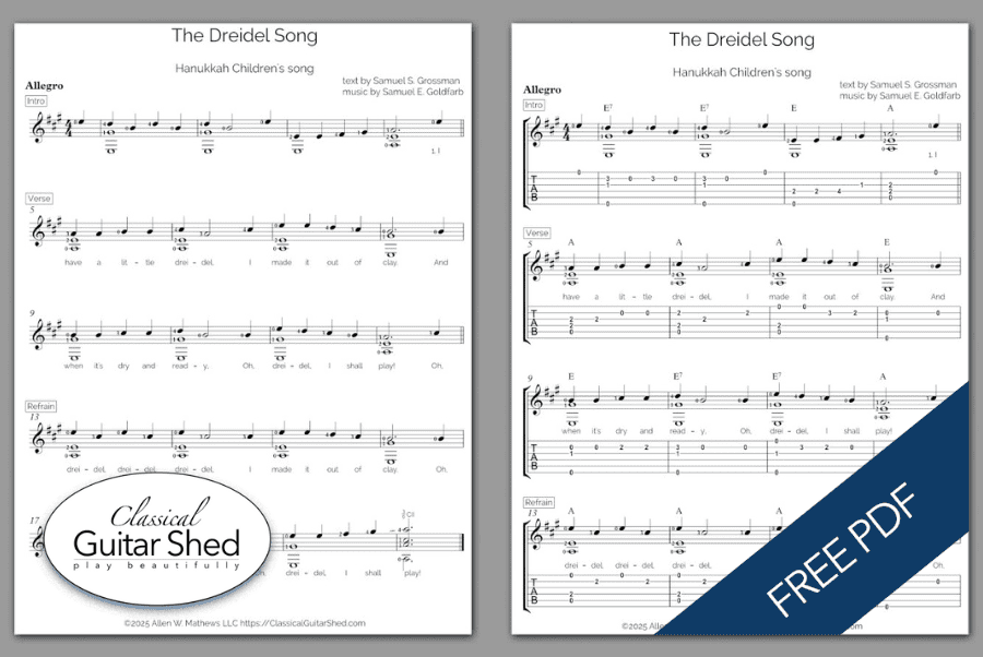 [Free Guitar Music] The Dreidel Song - Traditional Jewish Song