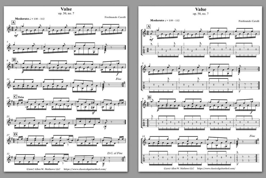 [Free PDF] Carulli, Ferdinando - Valse Op 50 no 7